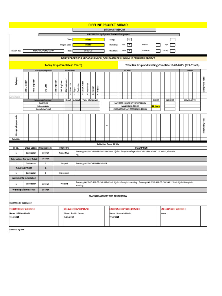 Contractor. DPR-16!07!2025 | PDF | Industrial Processes | Mechanical Engineering