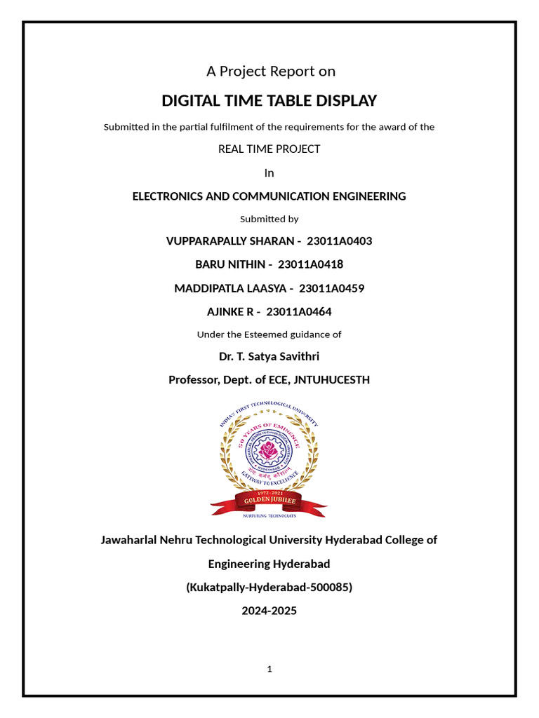 Final Report of Digital Time Table Display (1) ... | PDF | Arduino | Computer Science