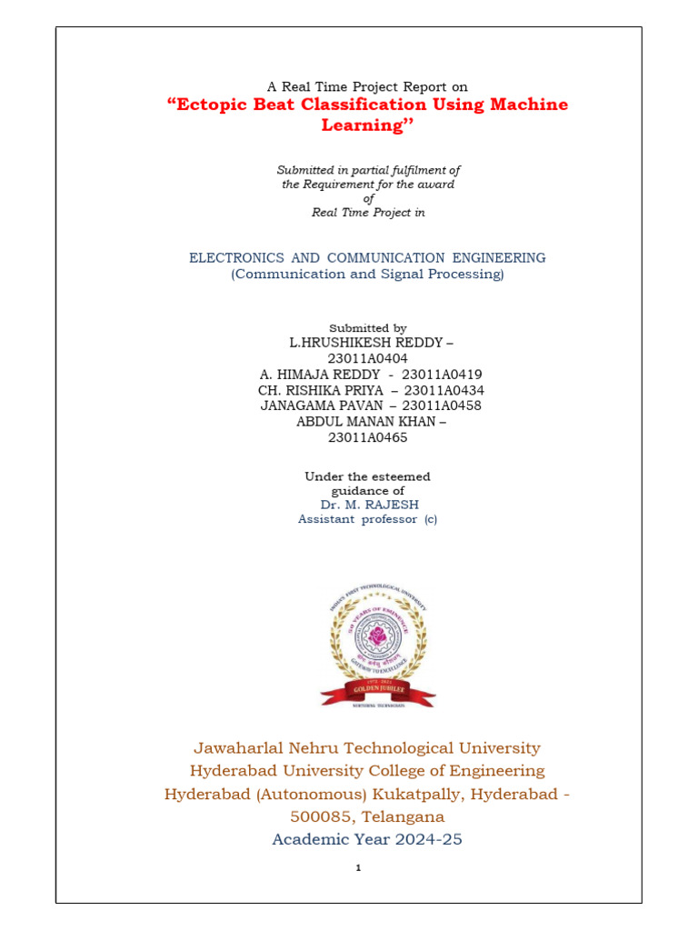 Report On Ectopic Beat Classification Using ML | PDF | Electrocardiography | Machine Learning