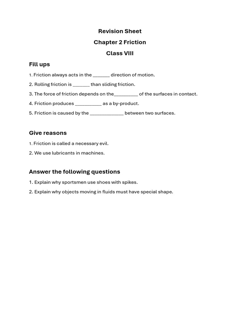 Chapter 2 Revision Sheet | PDF