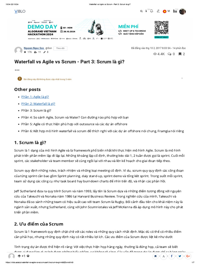 Waterfall Vs Agile Vs Scrum - Part 3 - Scrum Là Gì | PDF