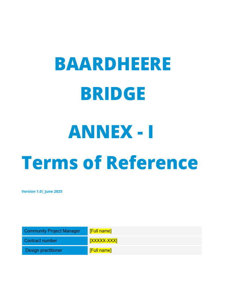 Annex 1 - Terms of Reference | PDF | Specification (Technical Standard) | Road