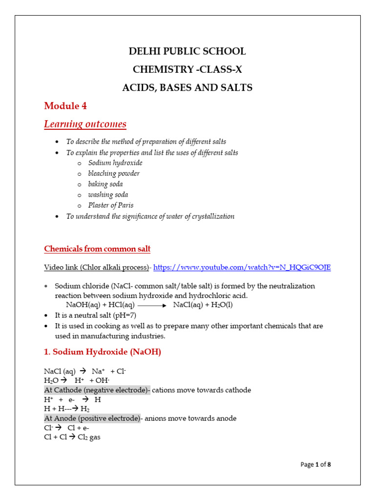 10 Ch2 Module 4 Acids Bases and Salts | PDF | Sodium Carbonate | Sodium Bicarbonate