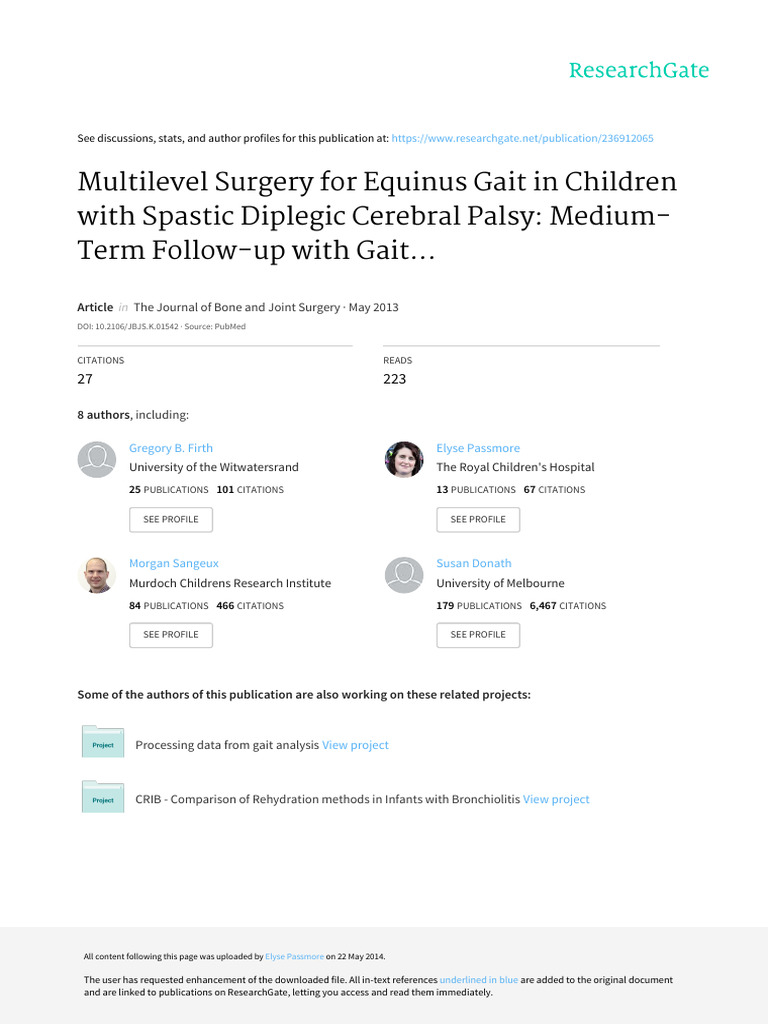 Firth Et Al. - 2013 - Multilevel Surgery For Equinus Gait in Children ...