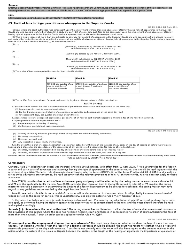 Rule 69: Superior Court Fees Guide | PDF | Taxes | Lawyer