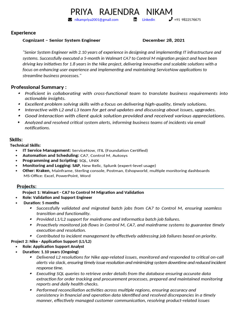 Priya Resume | PDF | Databases | Software