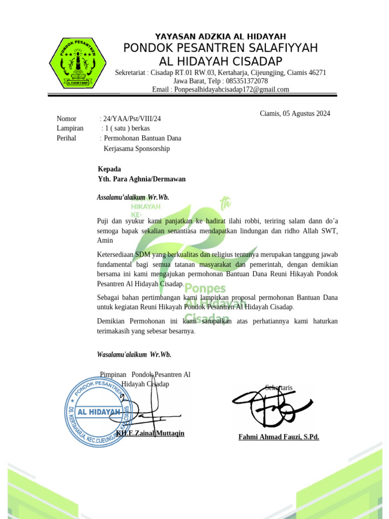 Surat Pengantar Proposal | PDF