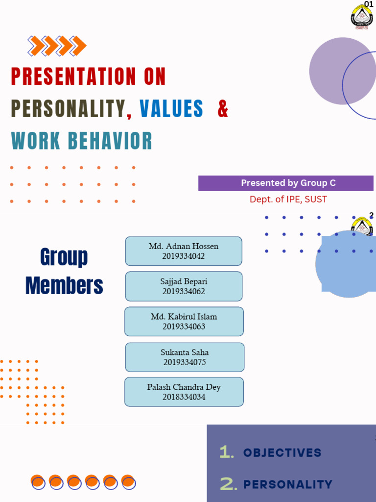 Personality, Values, and Work Behavior Overview | PDF | Job ...