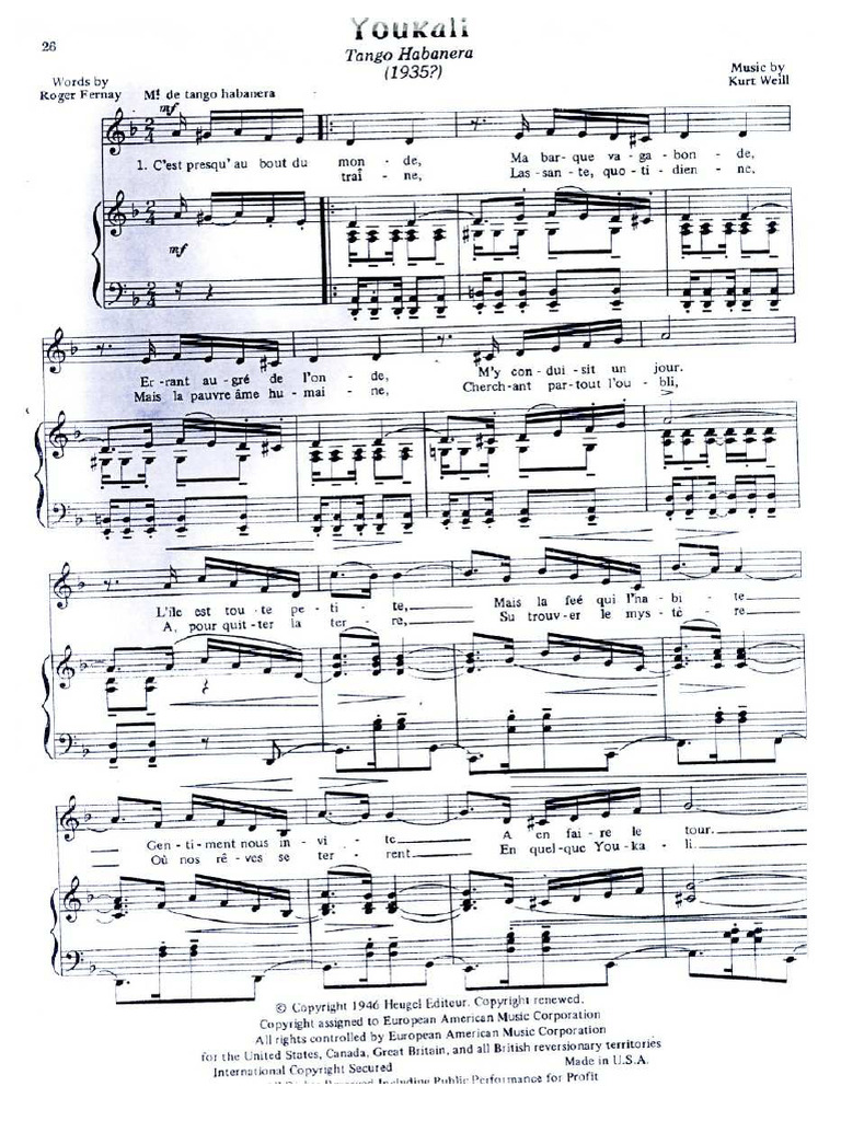 Qdoc - Tips Youkali Tango Kurt Weill | PDF