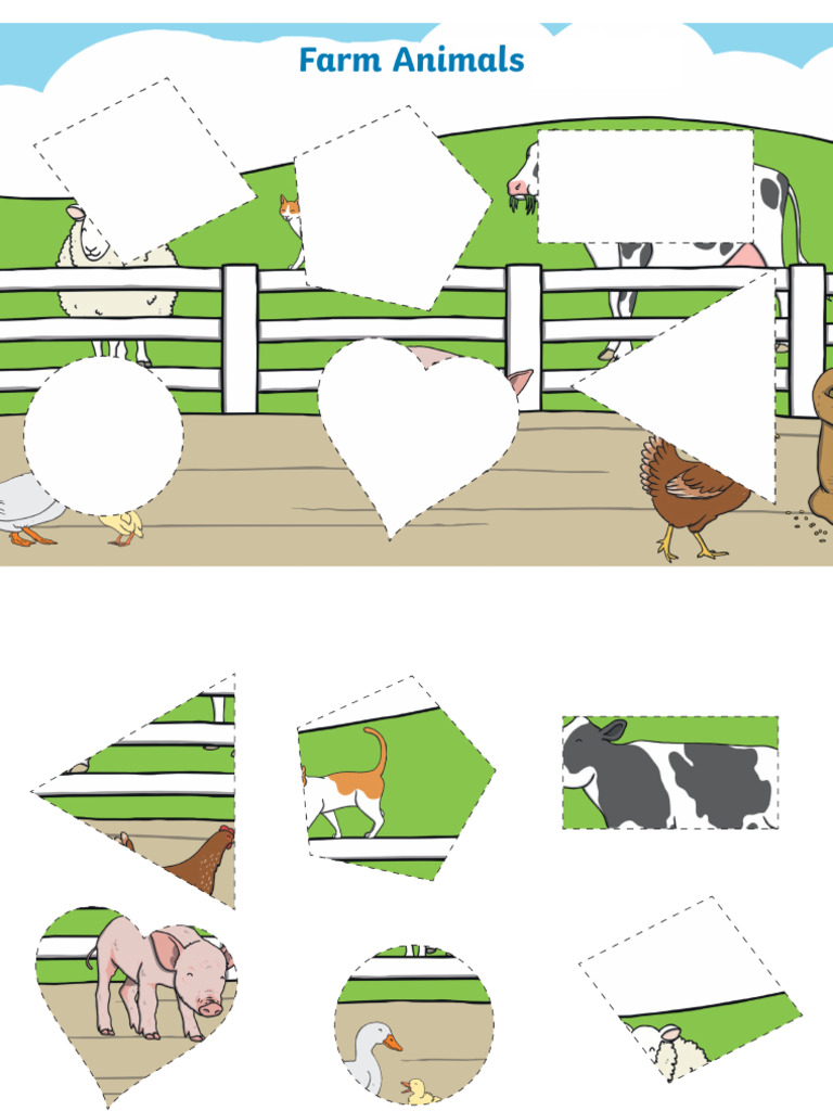 Fix The Picture Farm Animals Cutting Skills Worksheet | PDF