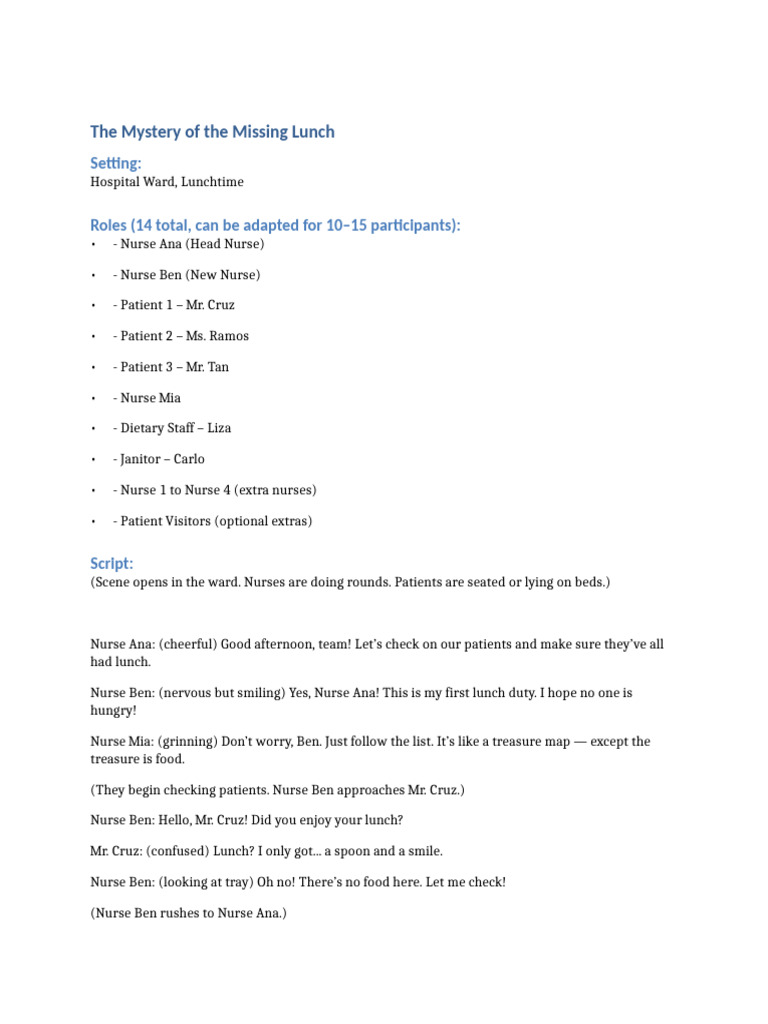 The Case of the Missing Lunch | PDF
