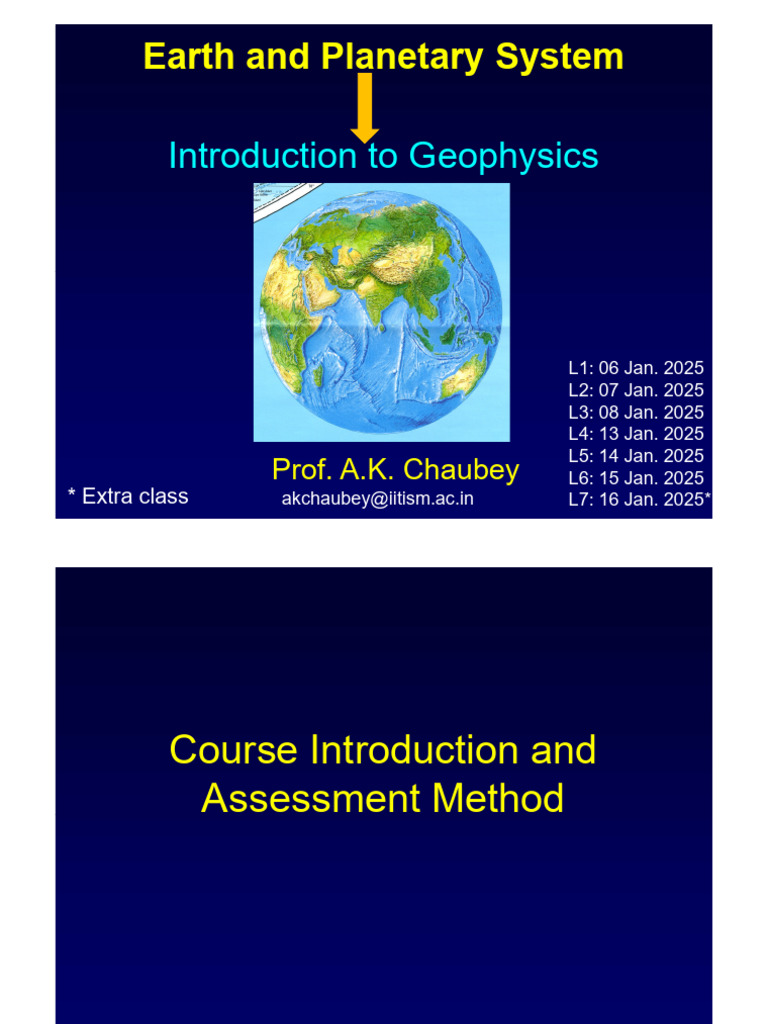 L1 L7 GPE201 Introduction To Geophysics 060125 | PDF | Geophysics | Oceans
