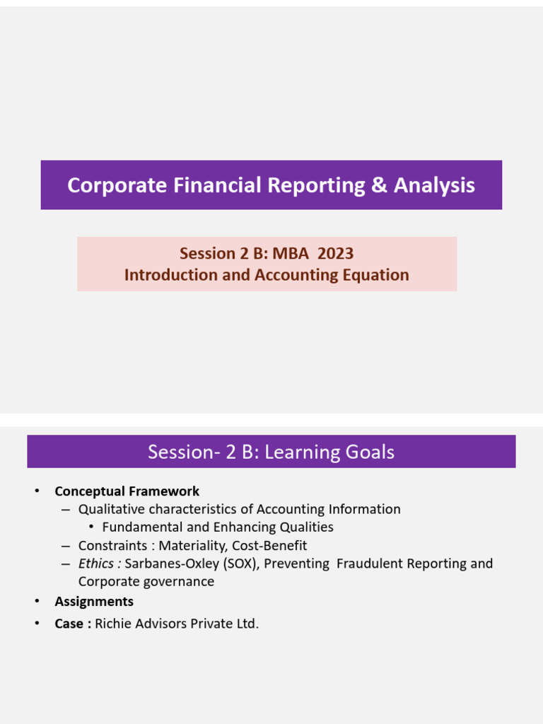 Session 2B PGP 2023 Introduction and Accounting Equation Sent | PDF ...