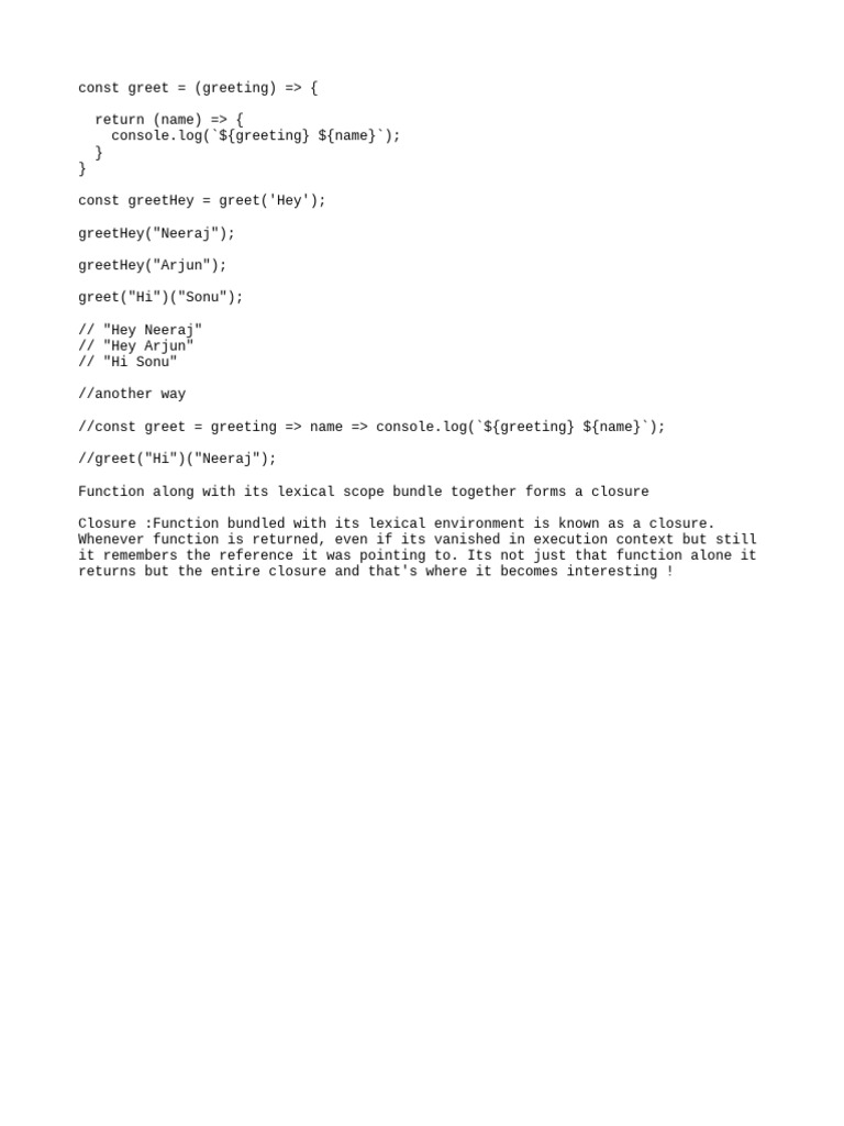 Function-Return-Function or Currying Using Clousers | PDF