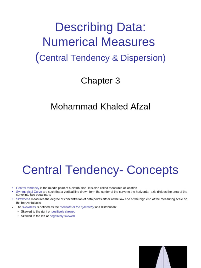 Statistics - CH - 3 - Describing Data (Central Tendency & Despersion) | PDF | Mean | Standard ...