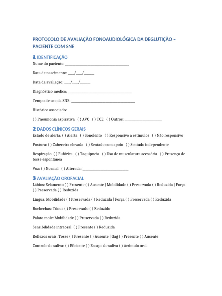 Protocolo Avaliacao Deglutiticao SNE | PDF