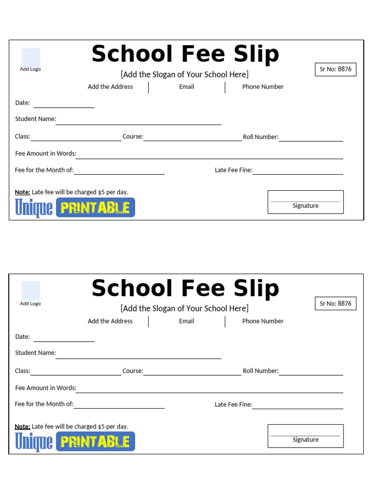 School Fee Slip Template-02 | PDF
