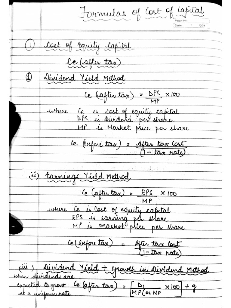 Formula of Cost of Capital | PDF