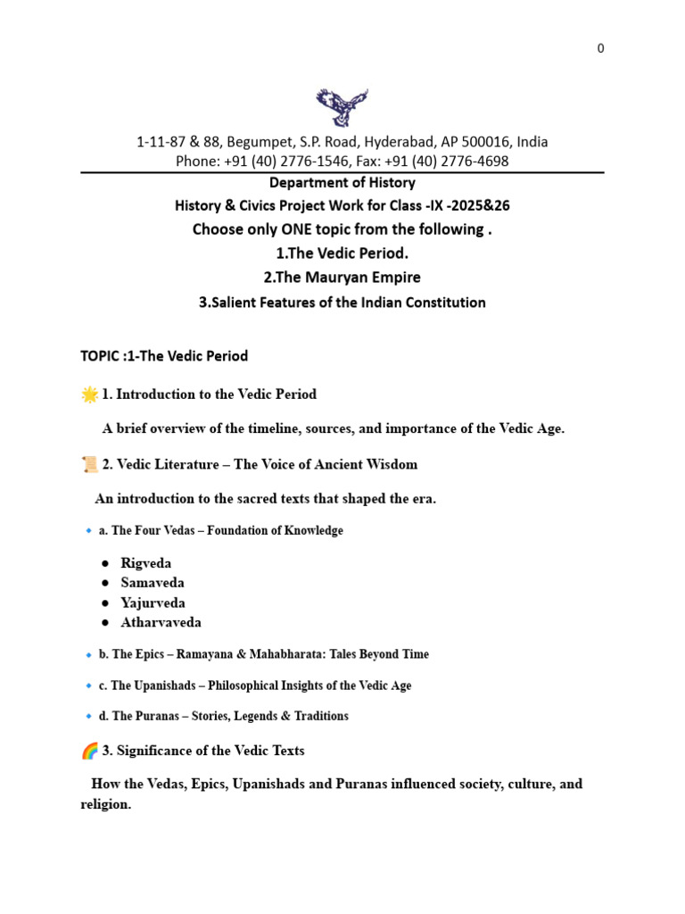 Class 9 History Project Work - 2025-26 | PDF | Vedas