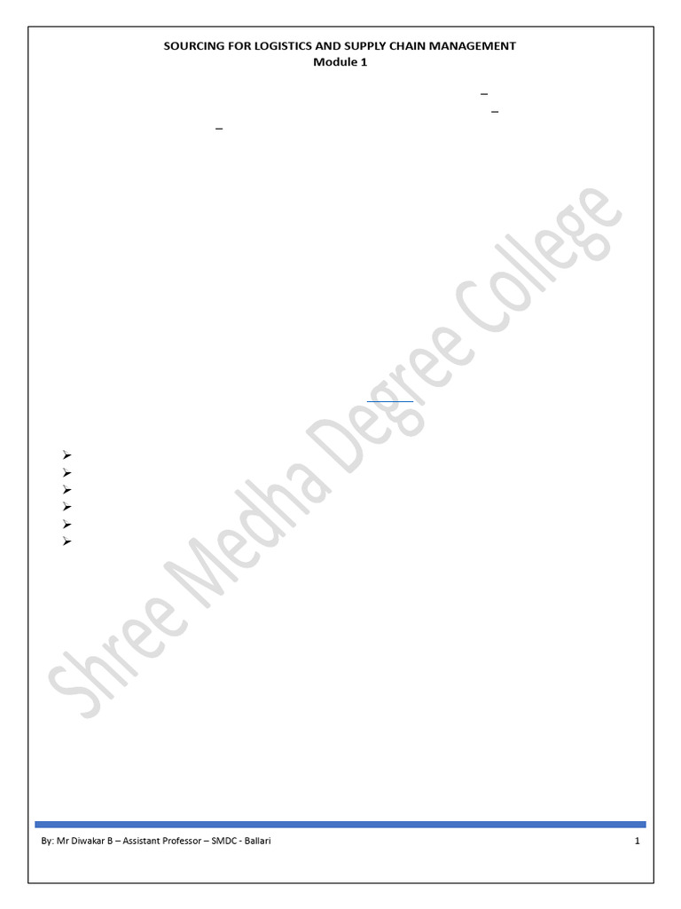 SCM Module 1 Bba 6 2025 New | PDF | Supply Chain | Procurement