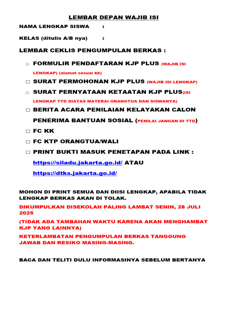 Print Formulir KJP Tahap 2 2025 Cc02 | PDF