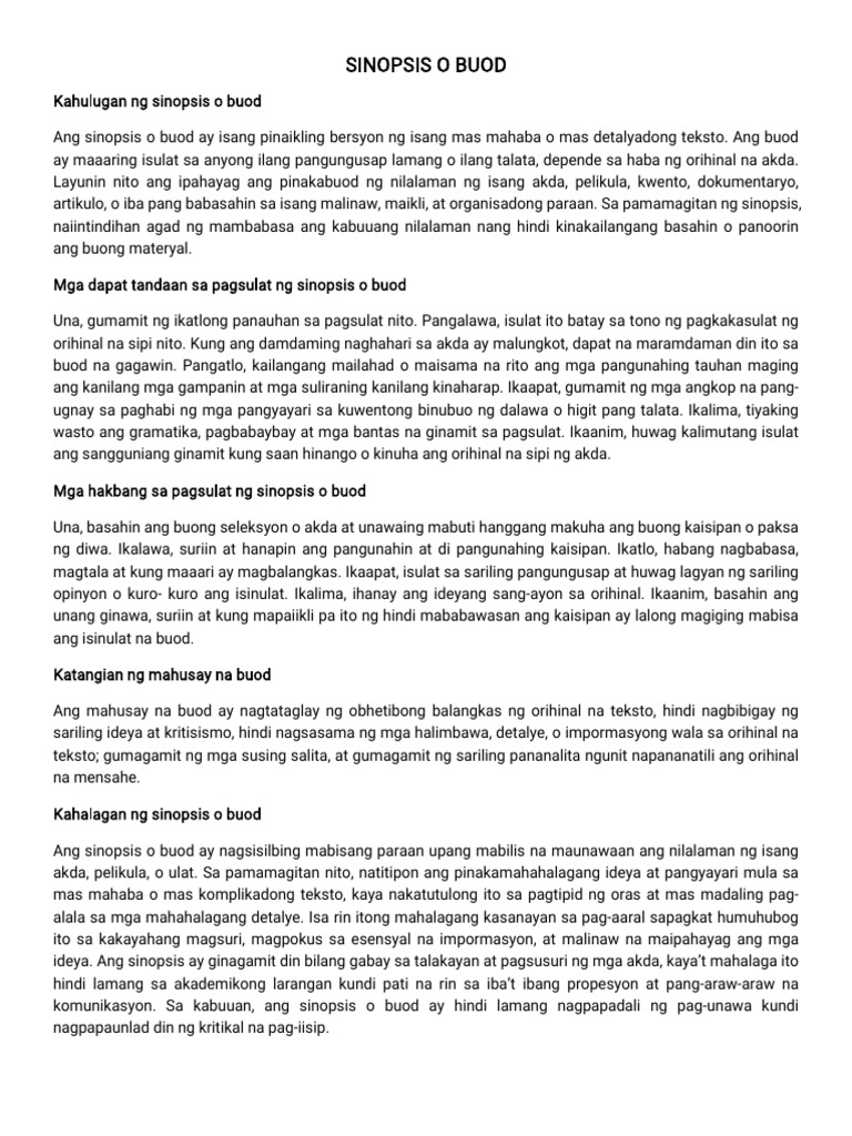 Sinopsis o Buod | PDF