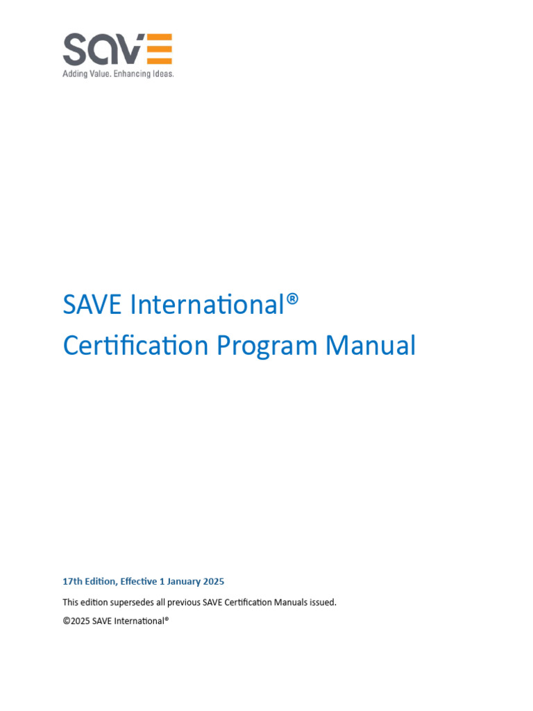 SAVE Certification-Program-Manual - 17th Ed 01-17-2025 | PDF ...