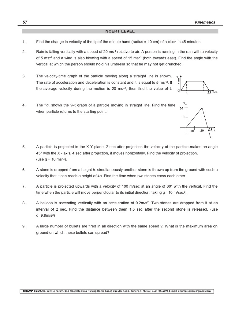 Kinematics Problems and Solutions | PDF | Acceleration | Velocity