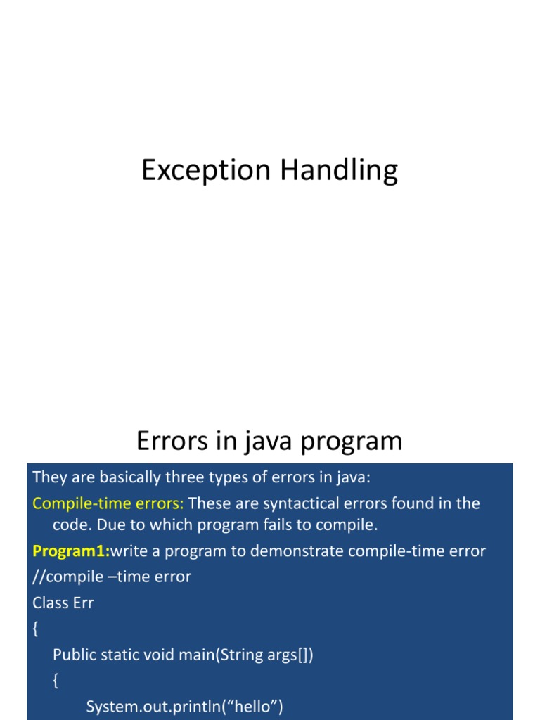Exception Handling Pdf Java Programming Language String 2074