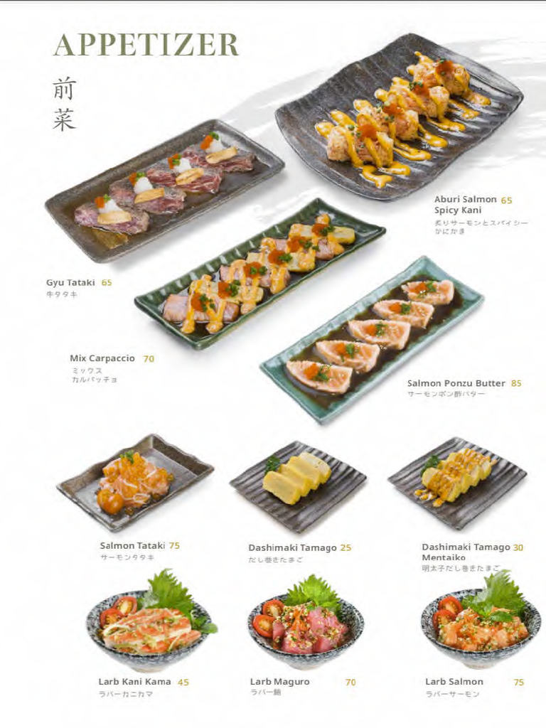 Menu Gion The Sushi Bar | PDF