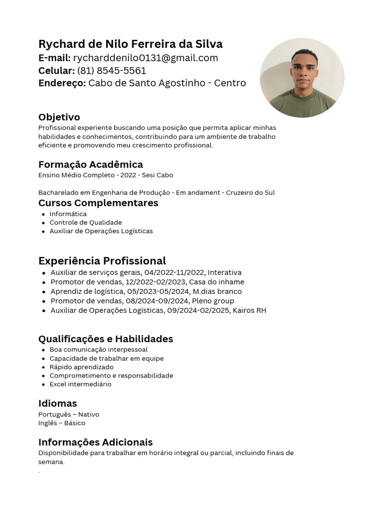 Rychard de Nilo Ferreira Da Silva, CV | PDF