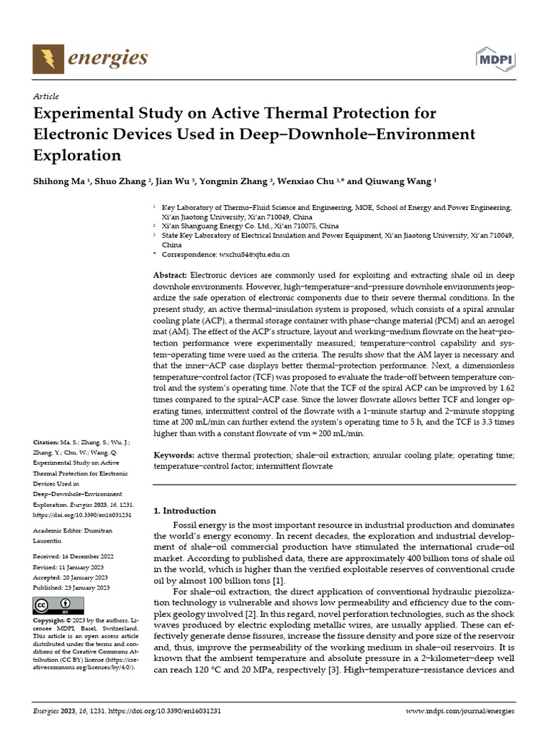 Experimental Study On Active Thermal Protection Fo | PDF | Thermal ...