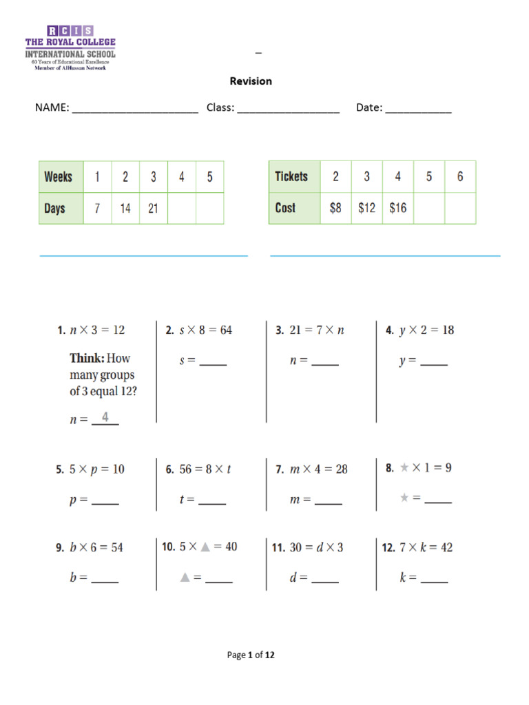T2 Q3 Math Revision Grade 3 | PDF