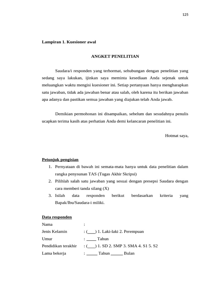 Contoh - Lampiran Skripsi | PDF