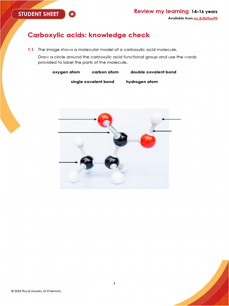 Carboxylic Acids: Knowledge Check: Review My Learning | PDF | Acid | Ester