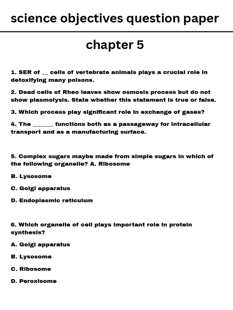 Science Objectives Question Paper | PDF