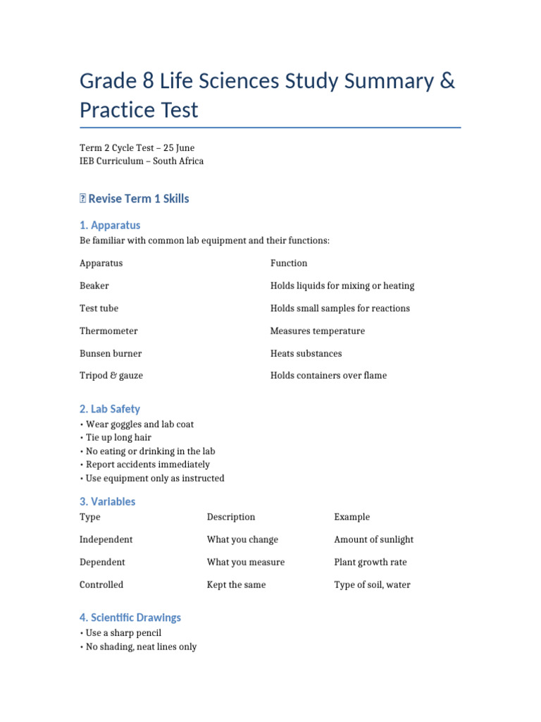 Grade 8 Life Sciences Study Guide | PDF | Photosynthesis | Cellular ...