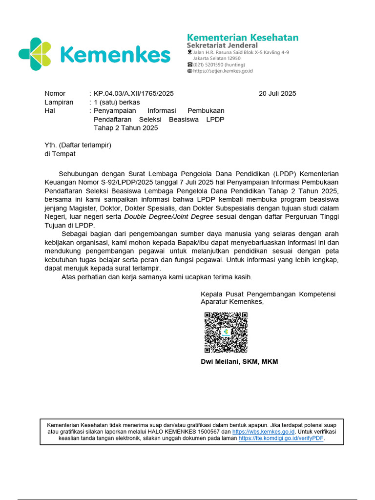 20250720170627penyampaian Informasi Pembukaan Pendaftaran Seleksi Beasiswa LPDP Tahap 2 Tahun ...