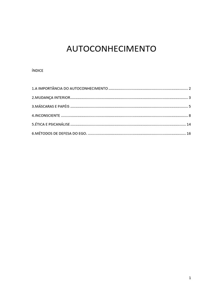 Autoconhecimento | PDF | Psicanálise | Mente inconsciente