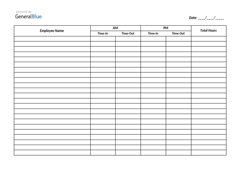Printable Time in Time Out Sheet A4 | PDF