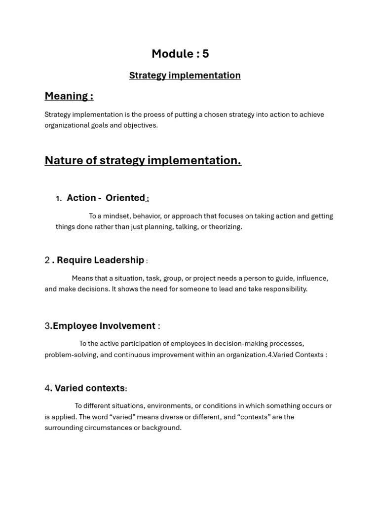 Strategy Implementation Essentials | PDF