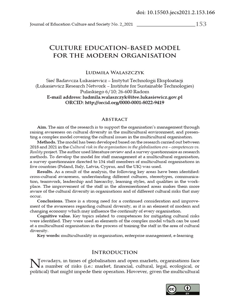 Culture Education-Based Model For The Modern Organisation | PDF ...