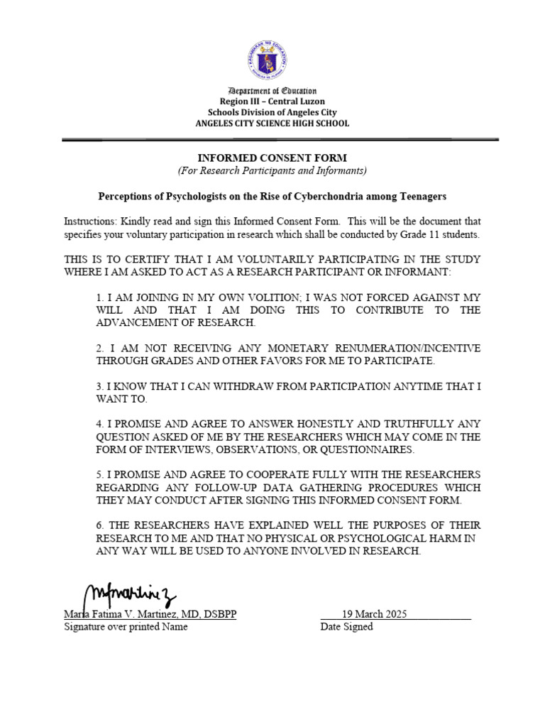 Consent Assent Forms Martinez | PDF