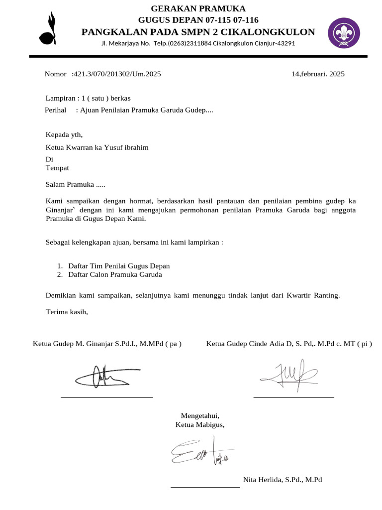 Form Ajuan Pramuka Garuda 2025 Full | PDF
