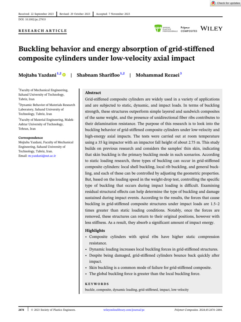 Buckling of Grid-Stiffened Cylinders | PDF | Buckling | Composite Material