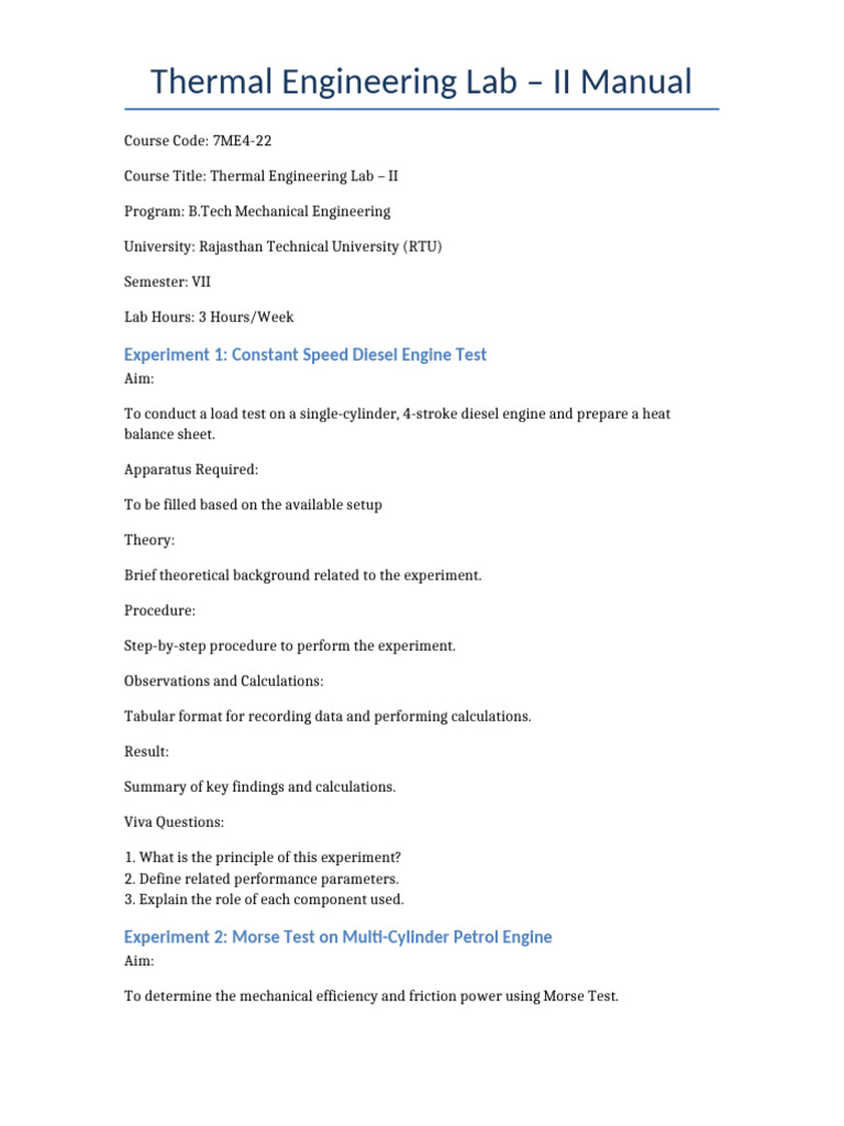 Thermal Engineering Lab II RTU | PDF | Experiment | Heat Transfer
