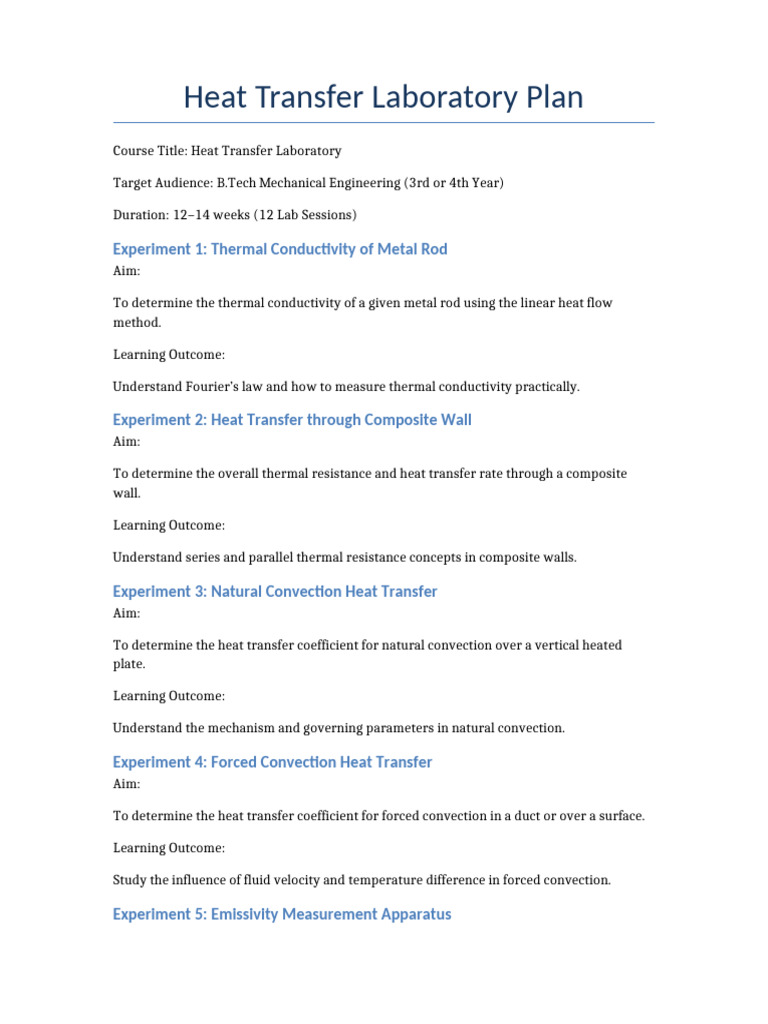 Heat Transfer Lab Manual | PDF | Heat Transfer | Thermal Conduction