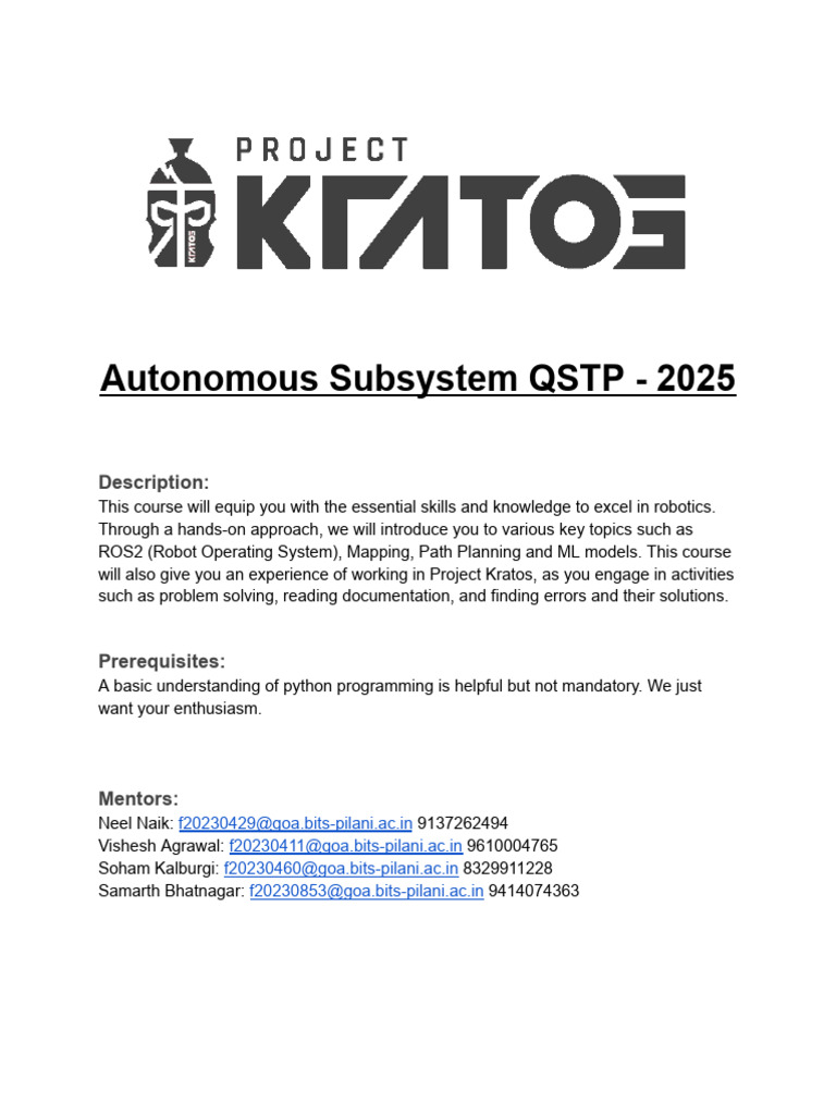 Kratos Autonomous QSTP | PDF