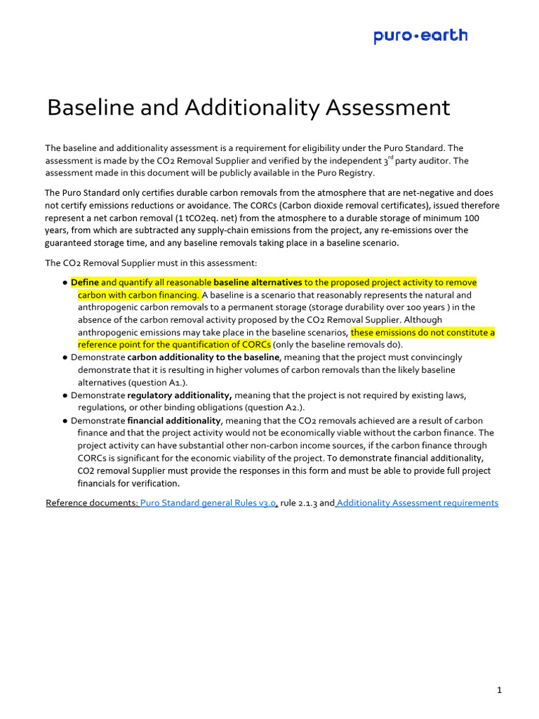 Baseline and Additionality Assessment | PDF | Gasification | Soil