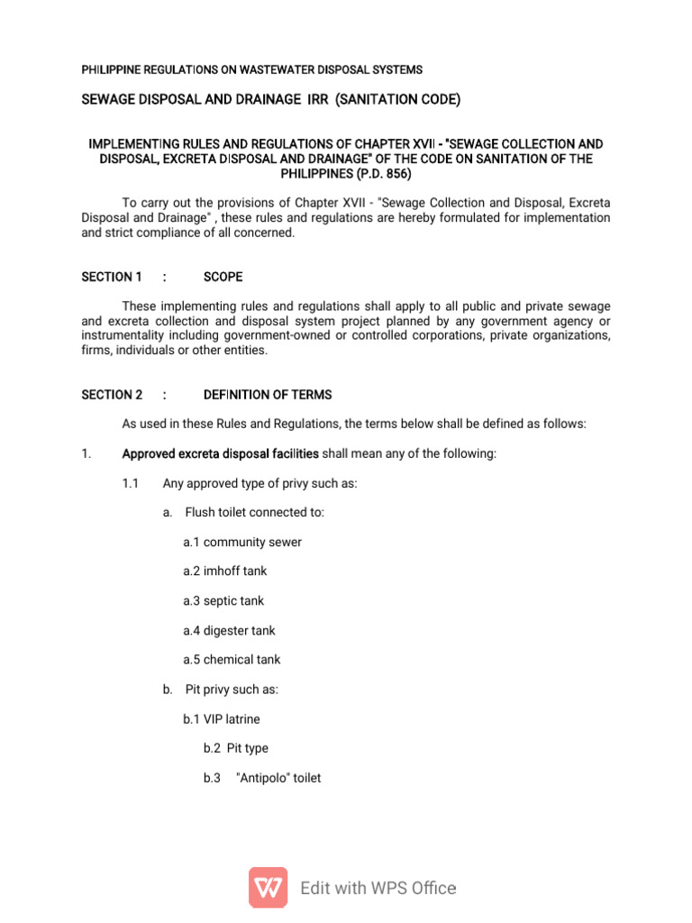 Philippine Wastewater Disposal Regulations | PDF | Sanitary Sewer ...